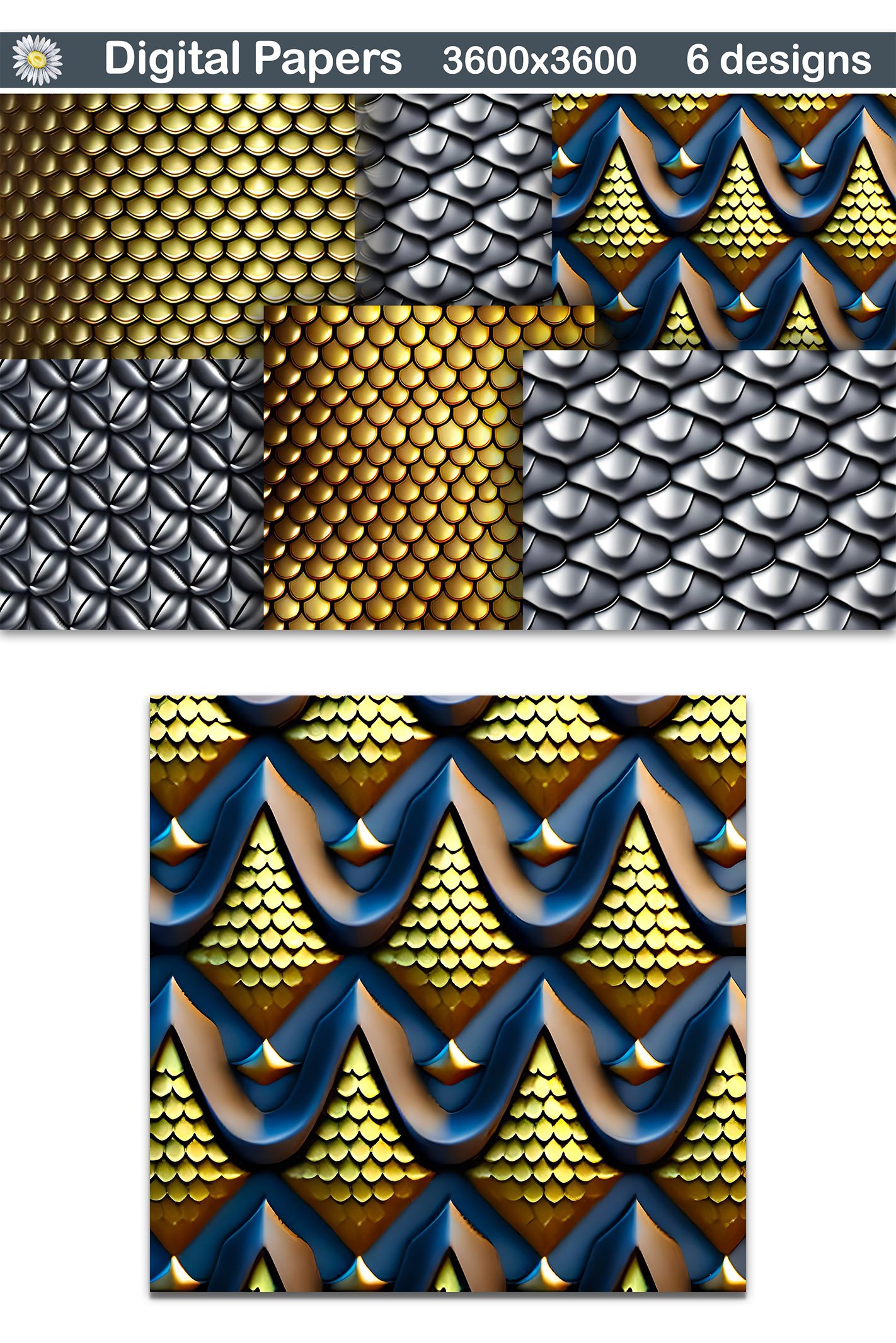 Fish scale textures | Mermaid Scales Digital Paper