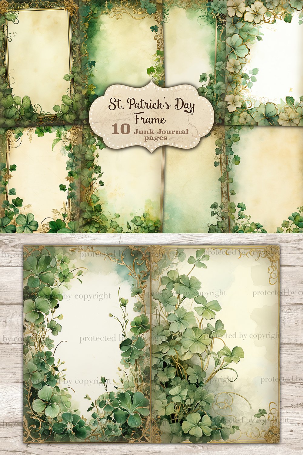 St. Patrick's Day Junk Journal Paper | Shamrock Printable