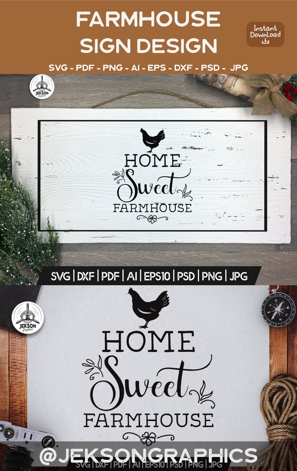 Farmhouse SVG Sign Design - Home Sweet Farmhouse (1273462)