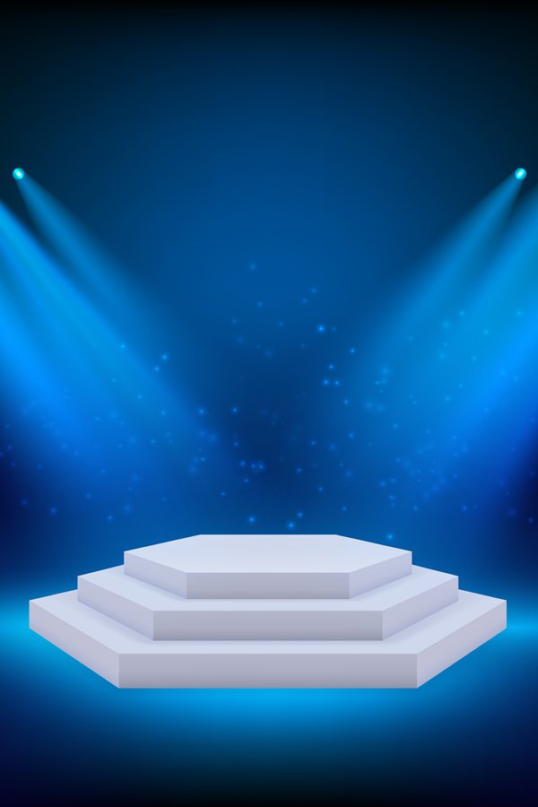 Spot lighting podium. Theatre studio awards platform exhibit