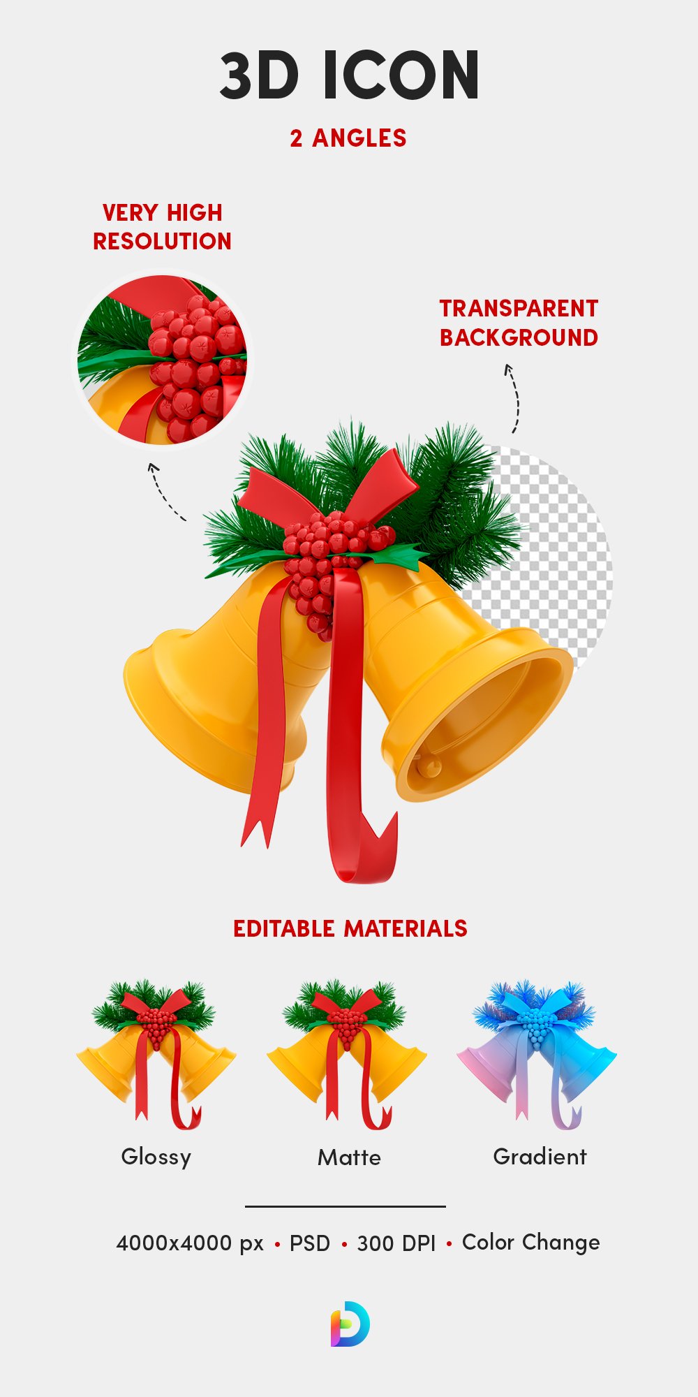 Christmas Bells 3d Icon