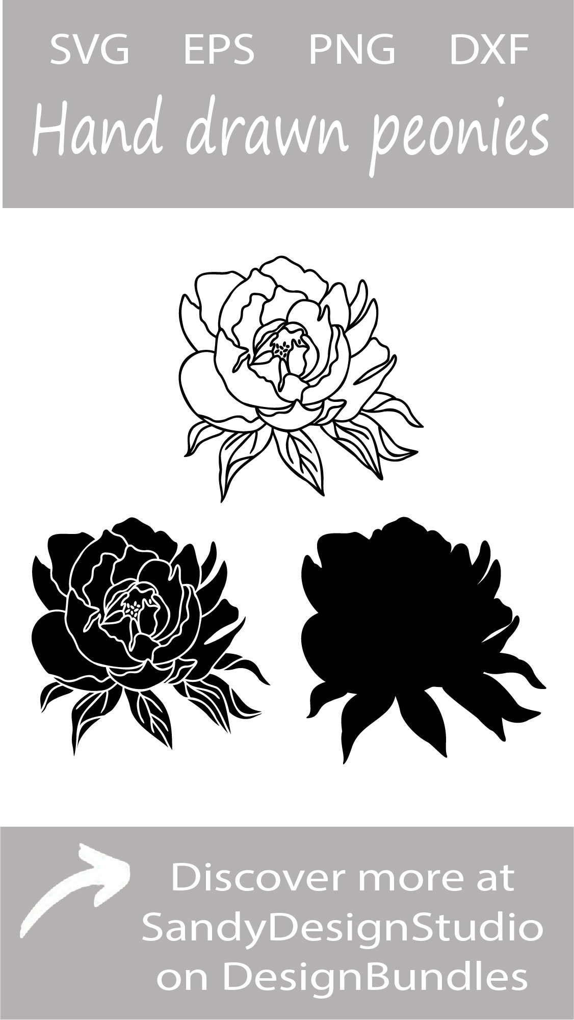 Peonies SVG outline. Peonies Florals Silhouette. (2149997)