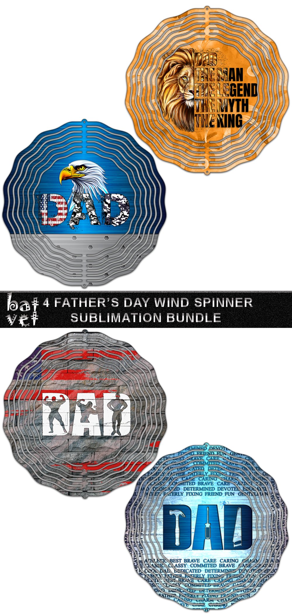 Fathers Day Wind Spinner Bundle | Dad Sublimation PNG Design