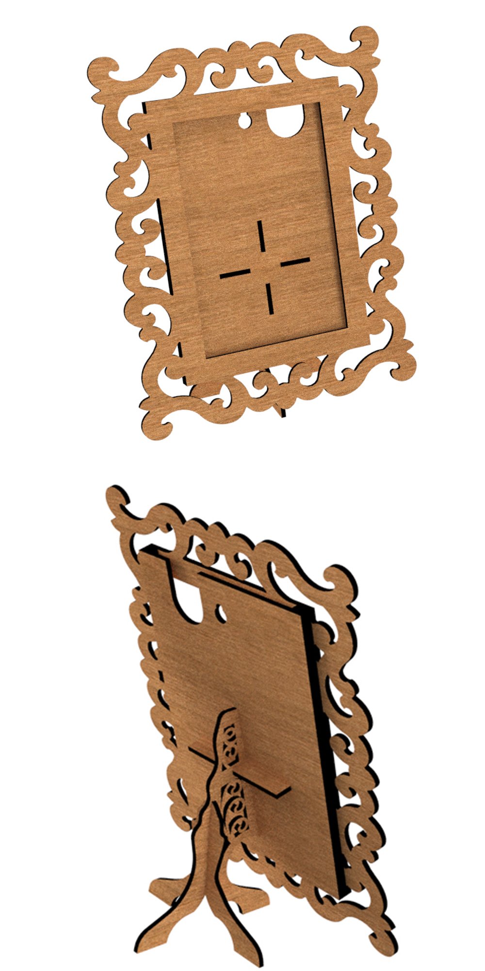 FRM01 - Decorative Photo Frame and Stand, Laser Cut Files