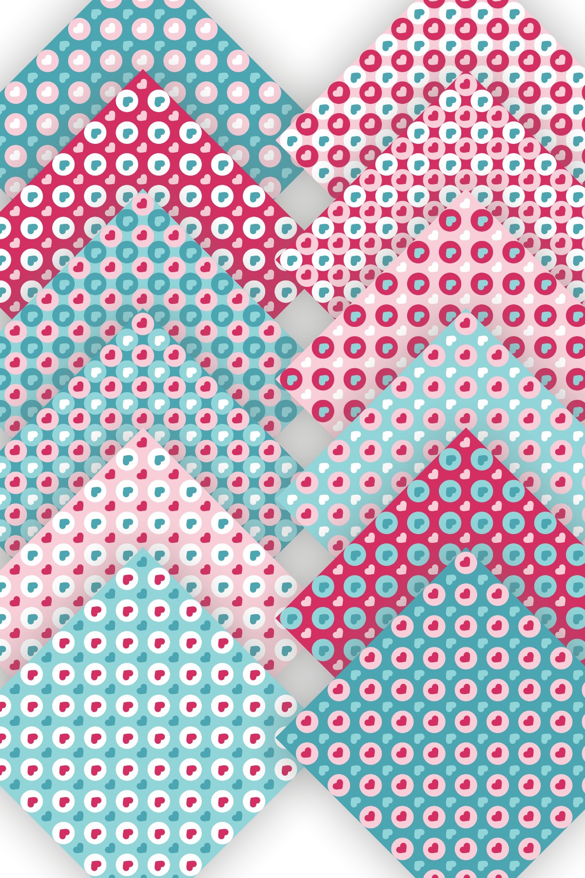 Valentine Hearts and Circles Seamless Scrapbooking Papers