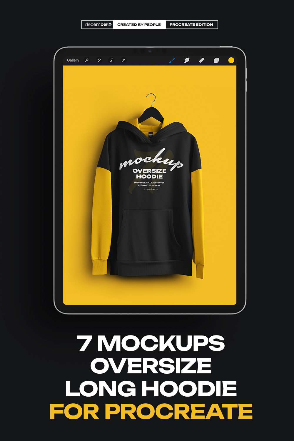 7 Mockups Oversize Long Hoodies For Procreate on iPad