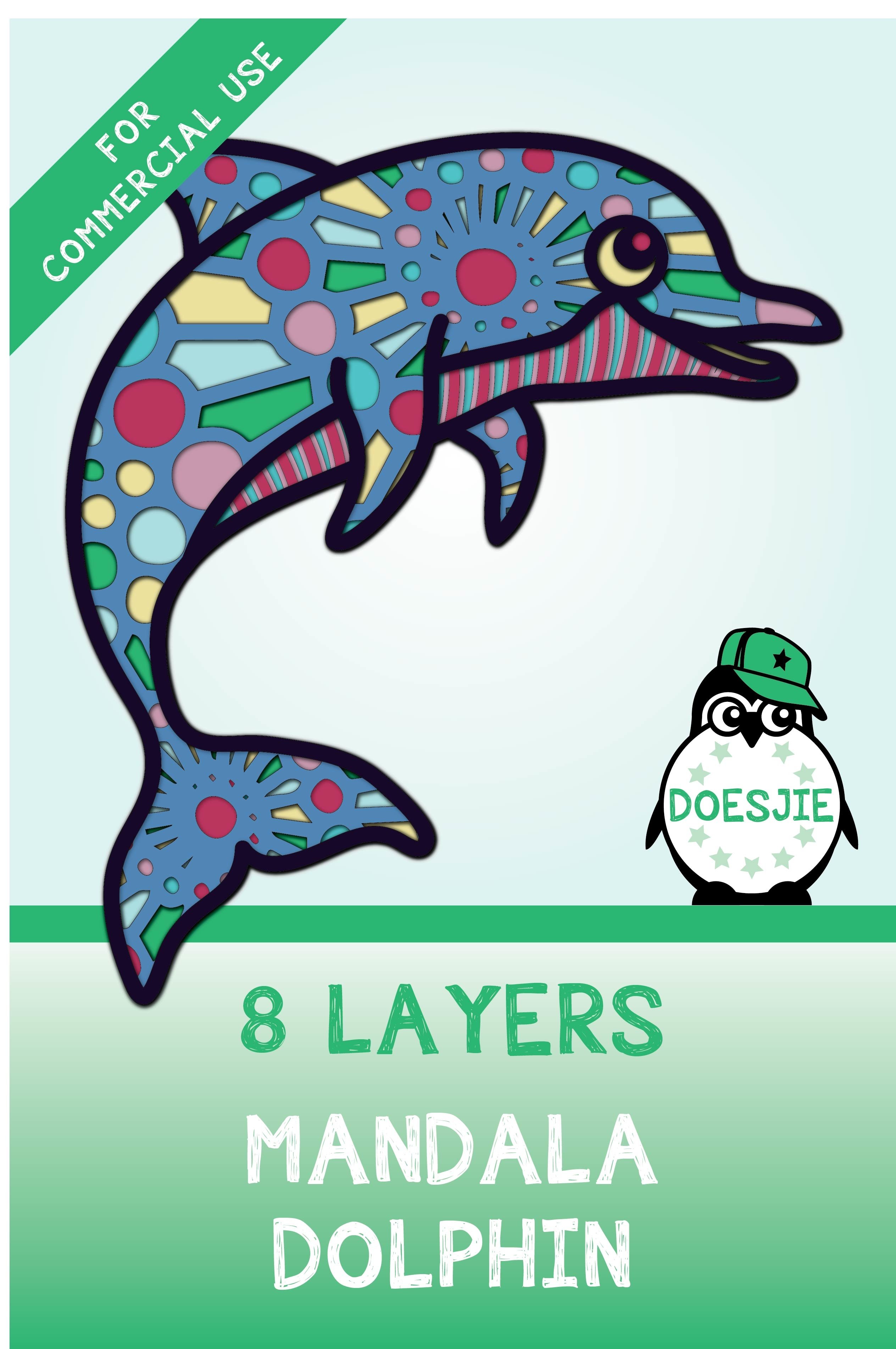 3D layered mandala Dolphin svg multi layer