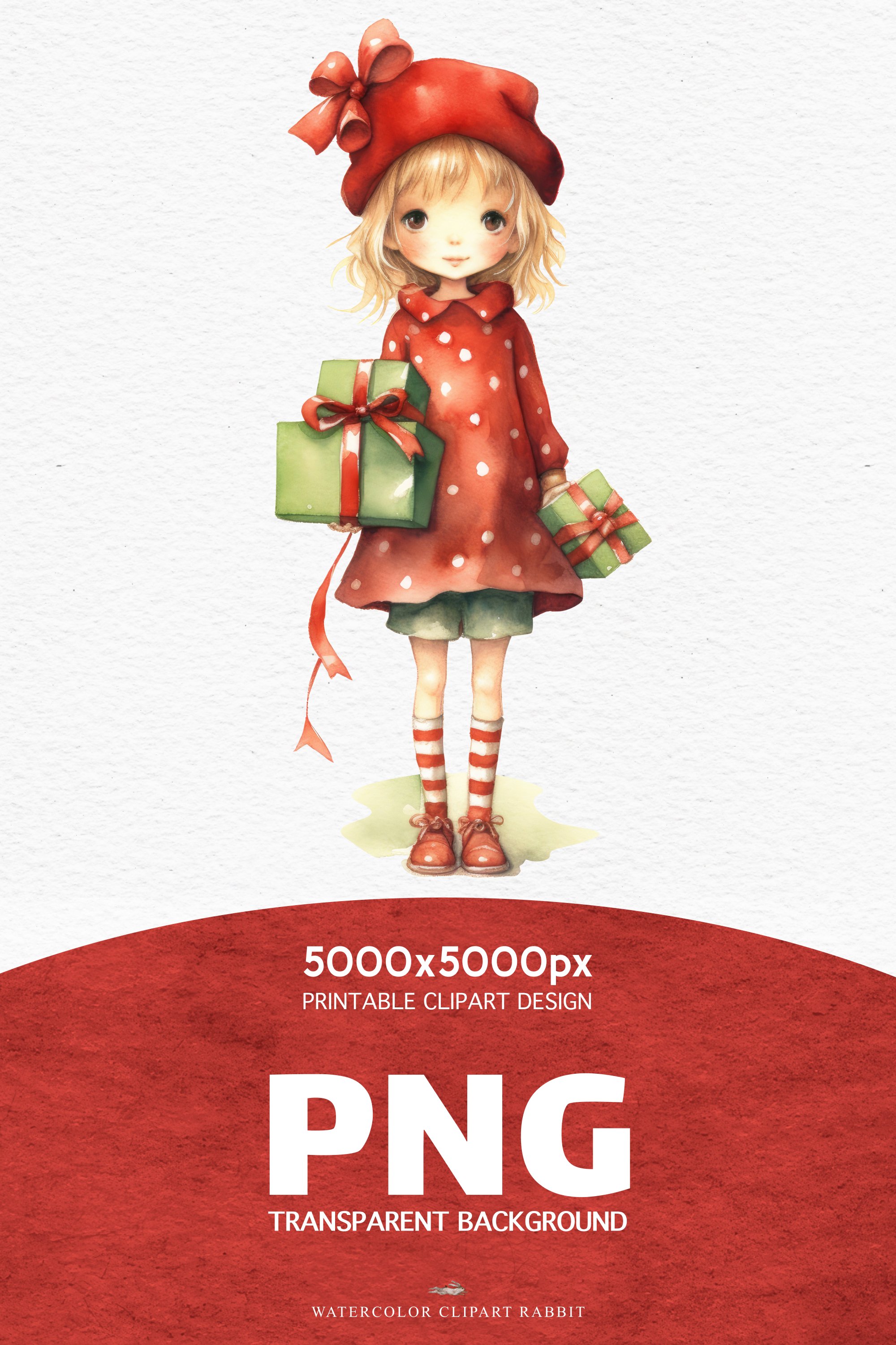 Cute Christmas Winter Girl Winter Decor Clipart PNG Gift Box