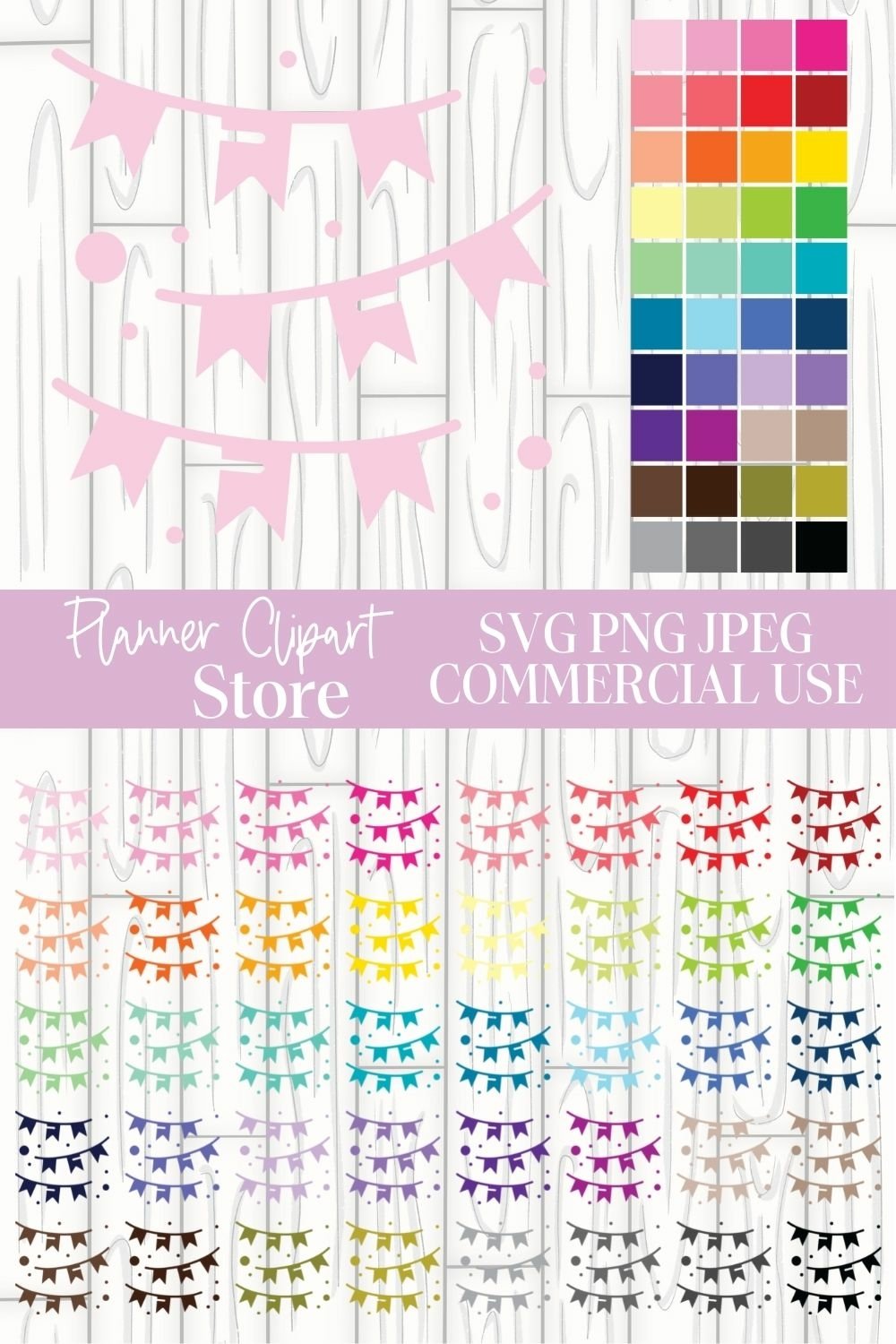Bunting icon clipart, planner icon, planner clipart