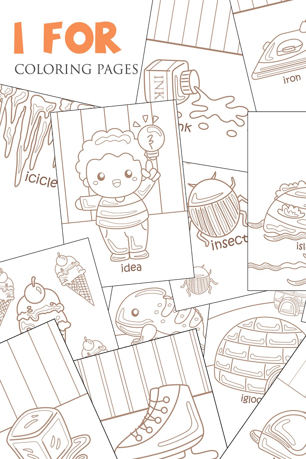 Alphabet I For Vocabulary Activity Kids Coloring Set