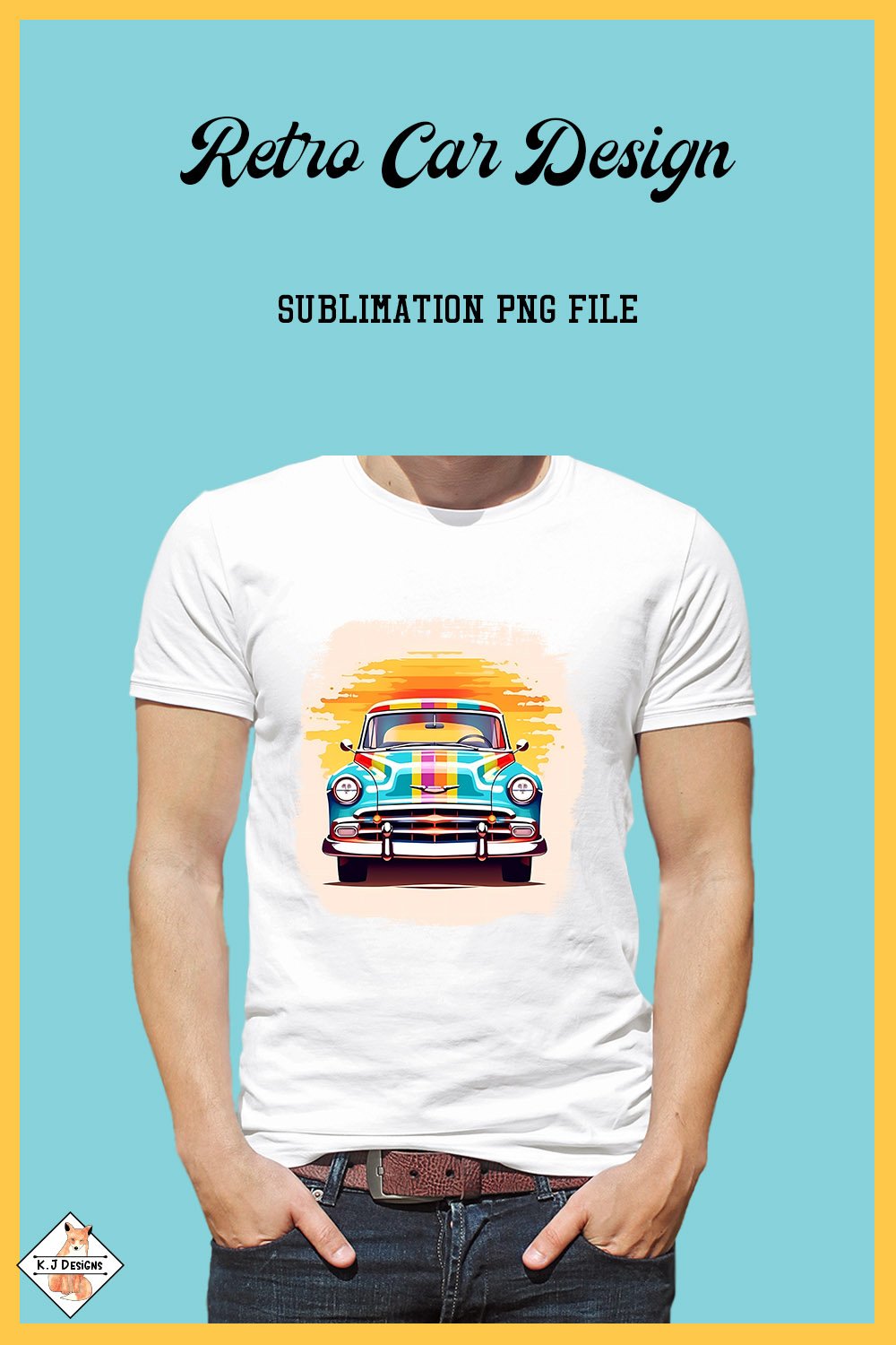 Retro Car Design Sublimation PNG