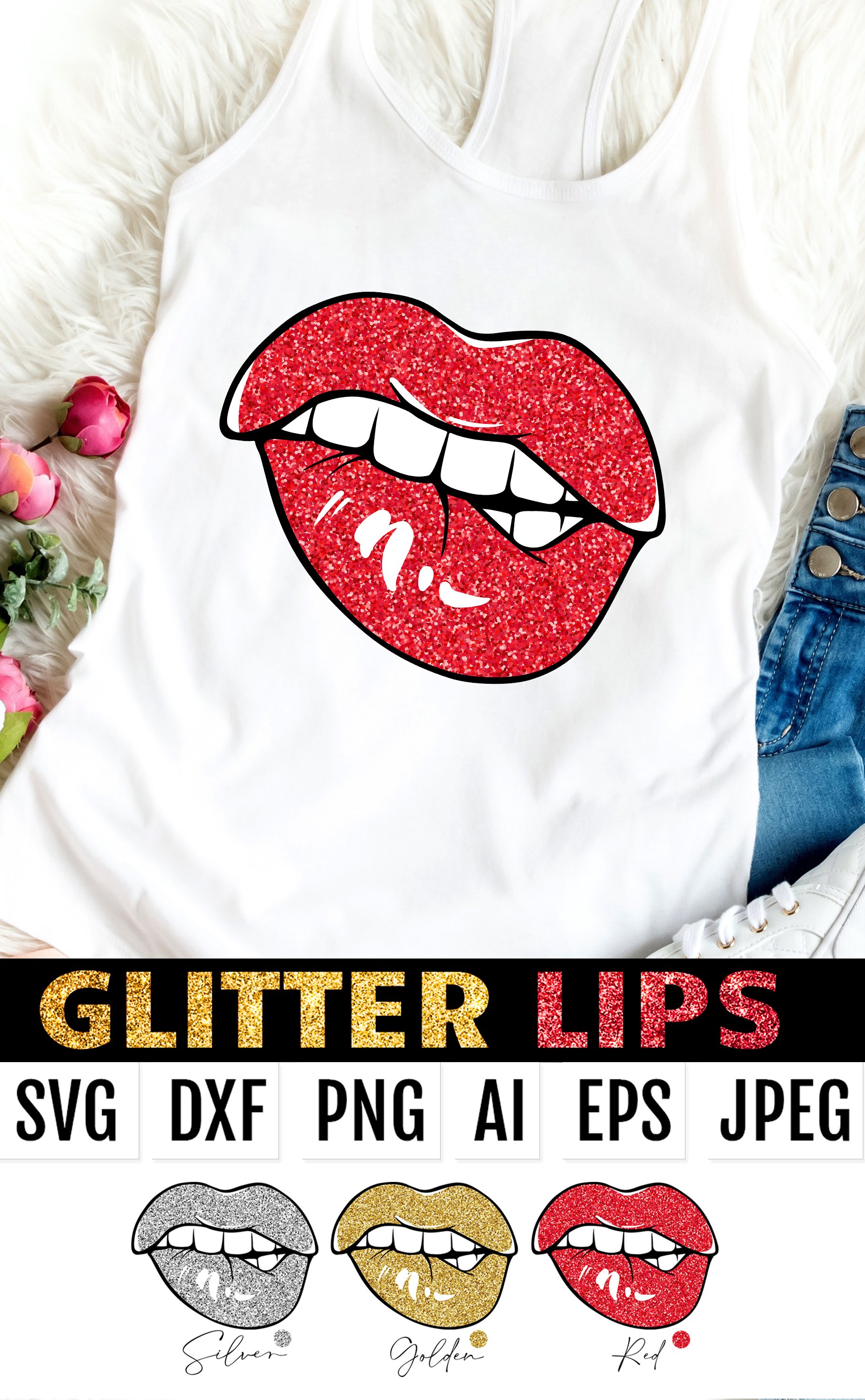 Glitter Lips, Lips Svg, Lips Sublimation, Biting lips, mouth