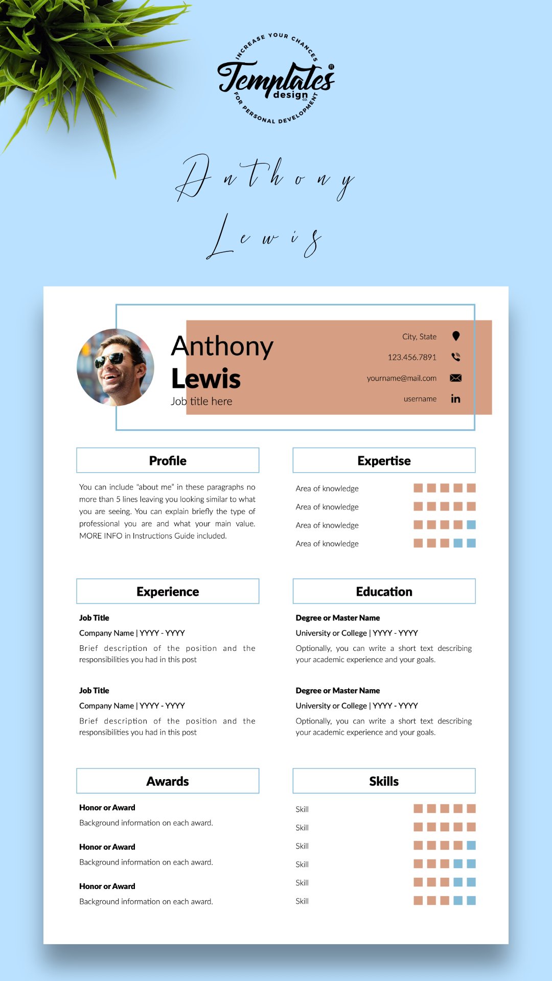 Creative Resume CV Template for Word & Pages (740417)