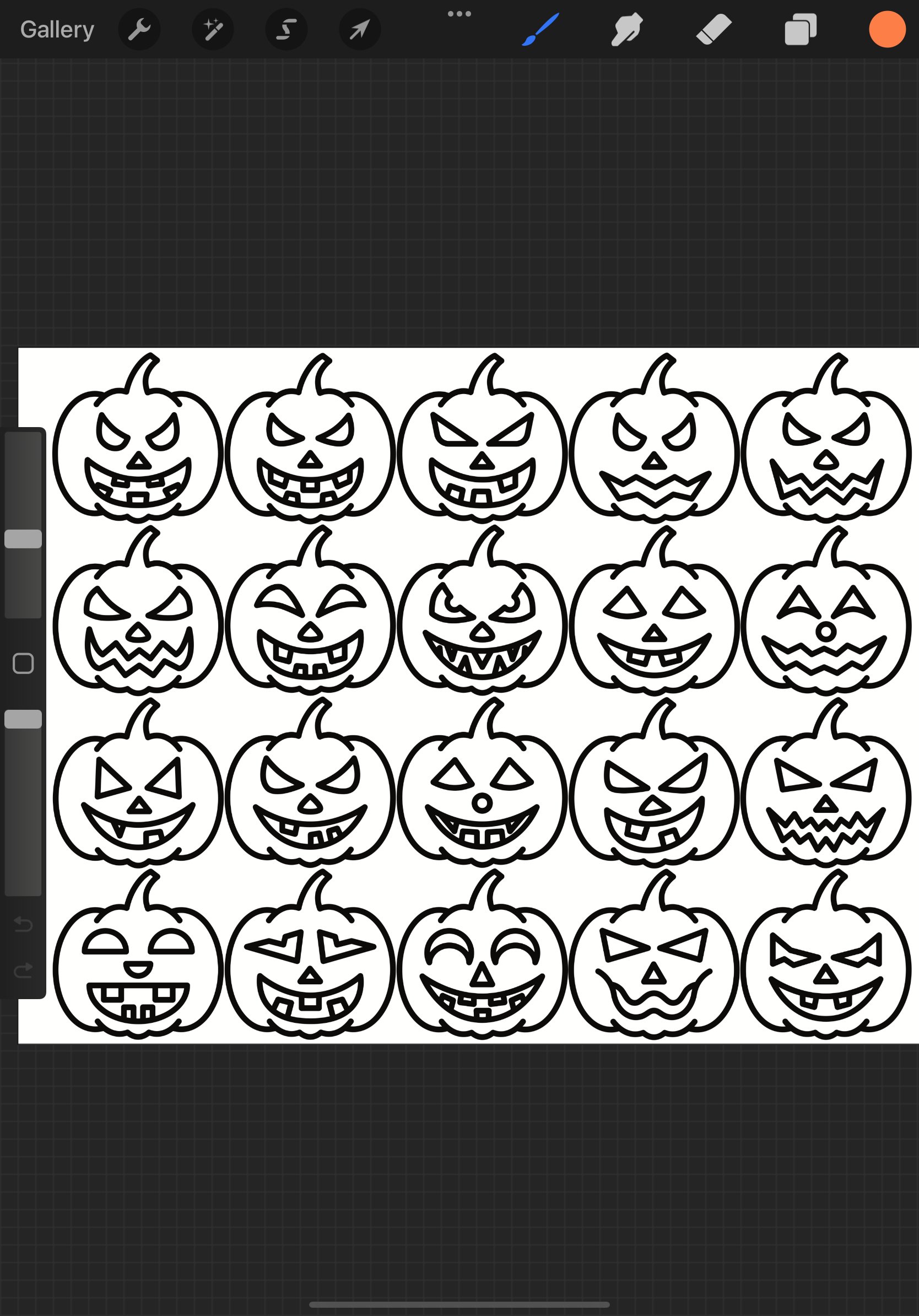 Halloween Pumpkin Procreate Brush Stamps Set 1, 20 Pumpkins