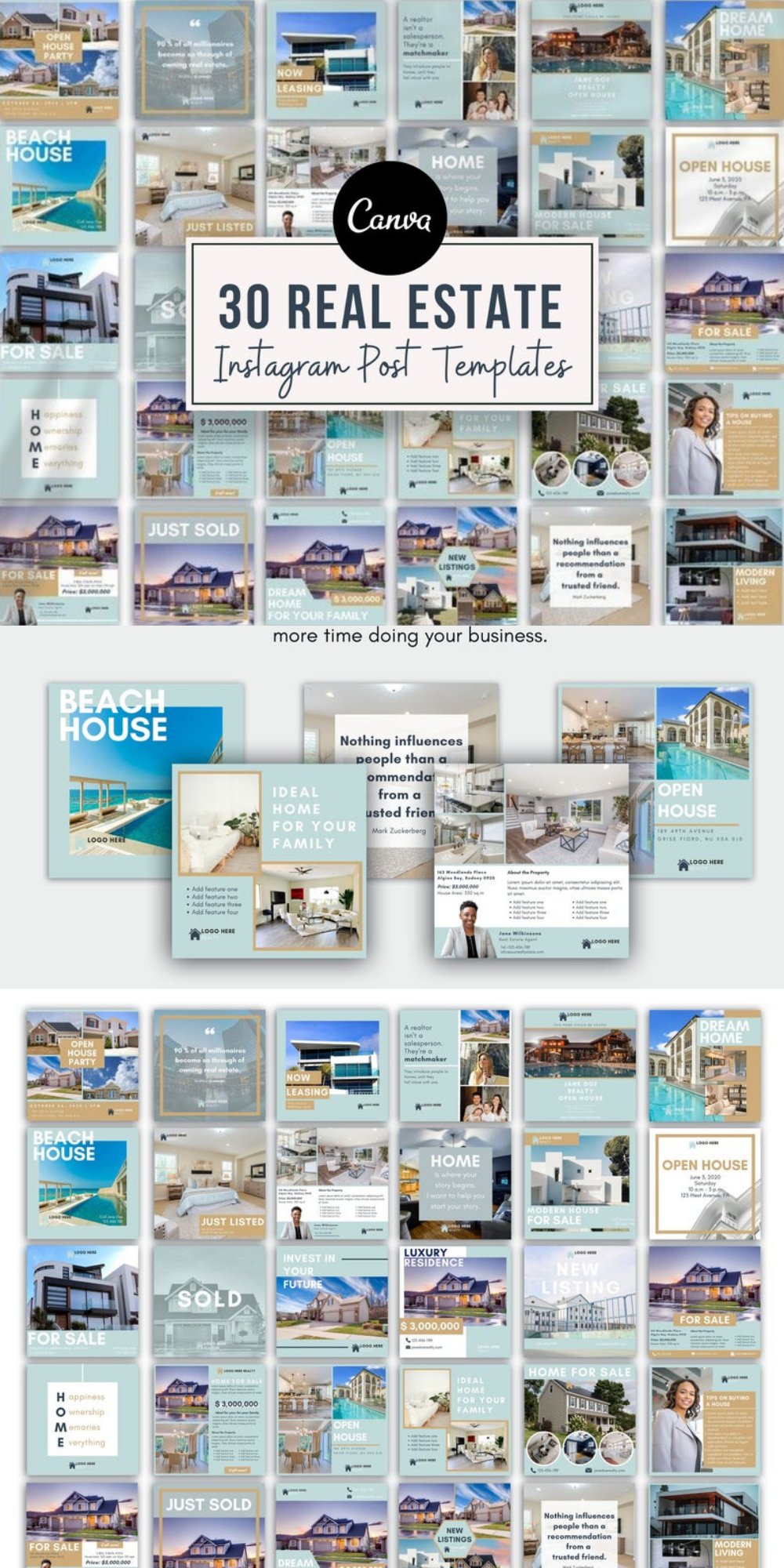 Real Estate Agent Instagram Post Templates , Canva, Realtors