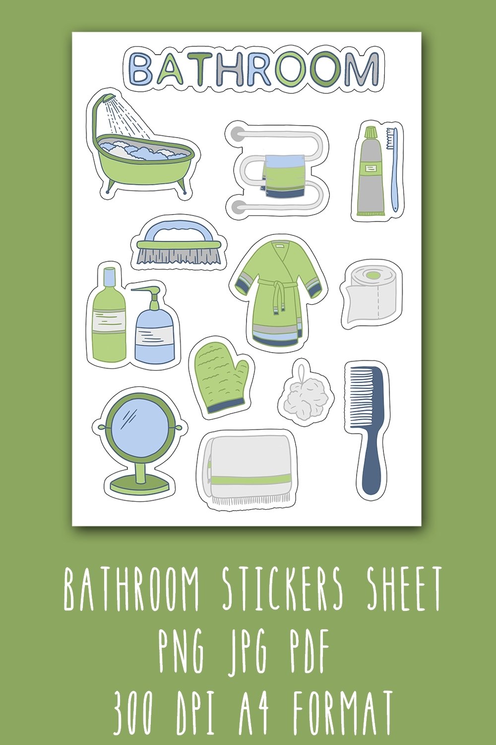 Bathroom supplies stickers sheet