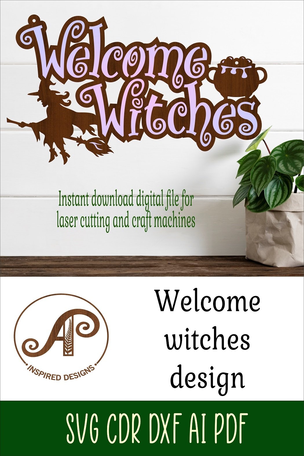 Welcome Witches Halloween sign svg laser cut file (2656969)