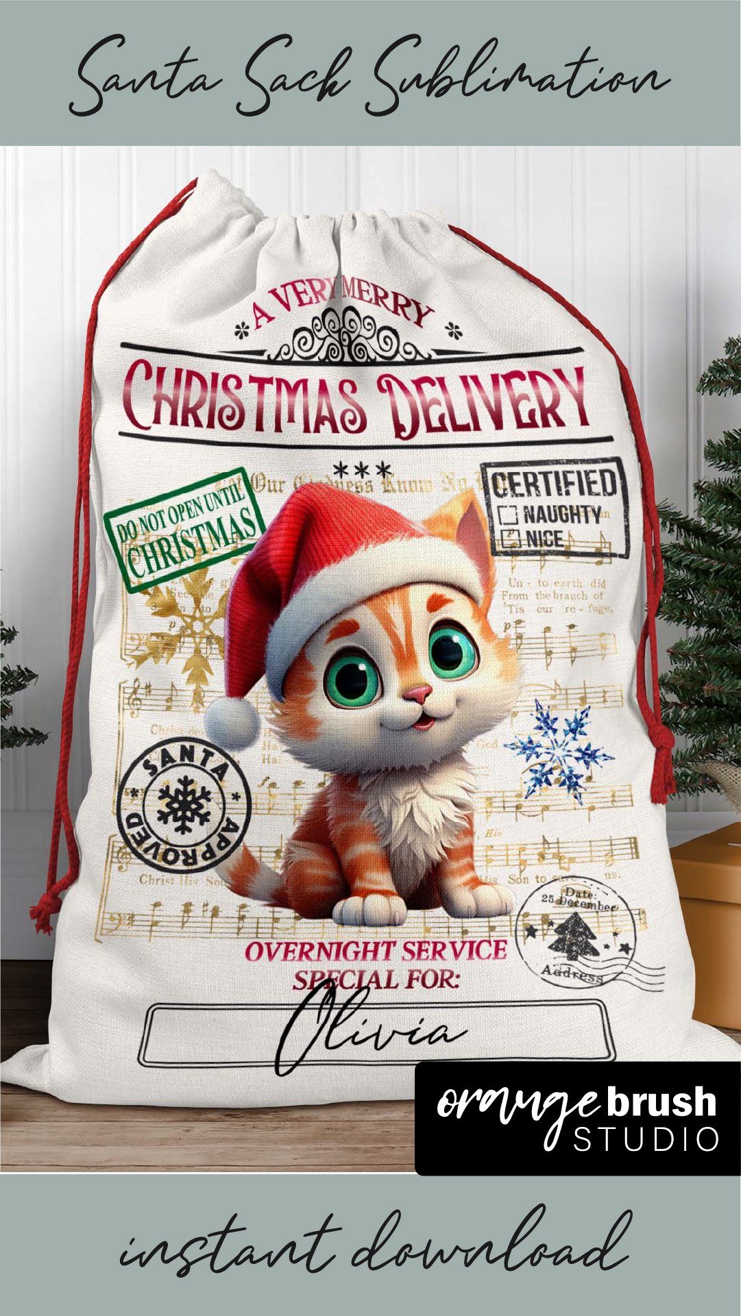 Santa Sack Sublimation Design, Christmas Gift Bag (2722934)