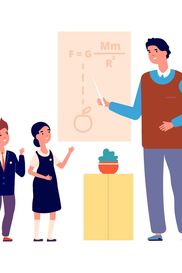 Kids education. School lesson, teacher cartoon student in cl