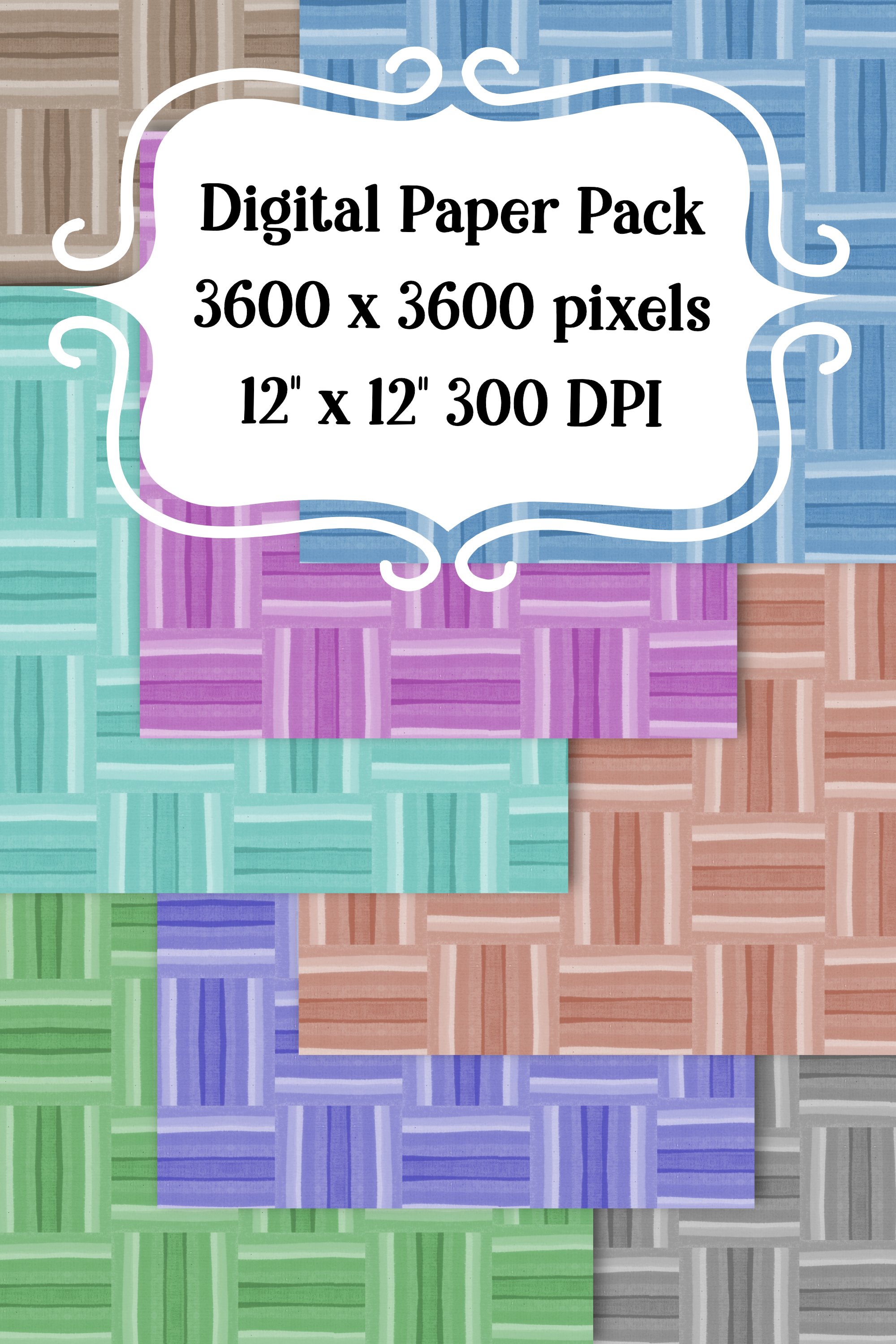 Colorful Woven Digital Paper | Woven Watercolor Pattern