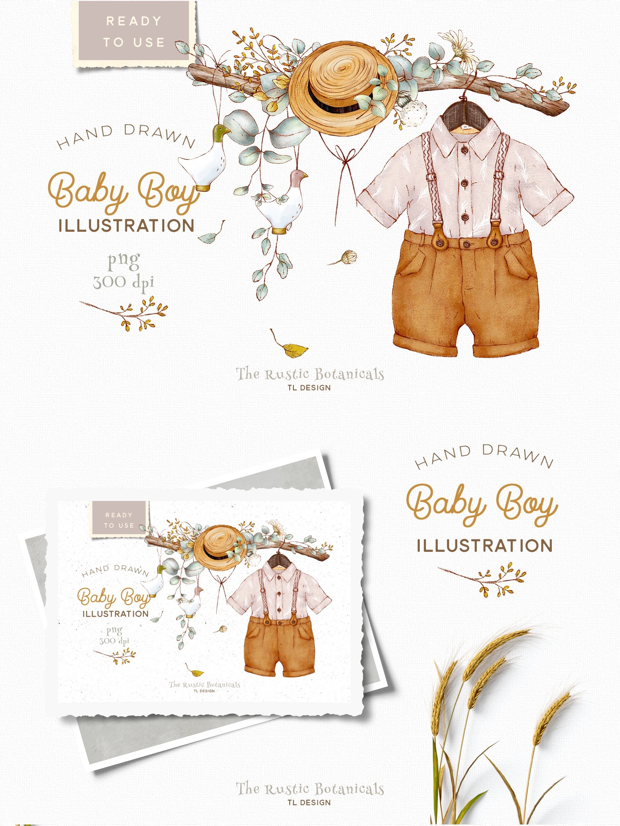 Baby Boy Watercolor Illustration | Kids Clipart