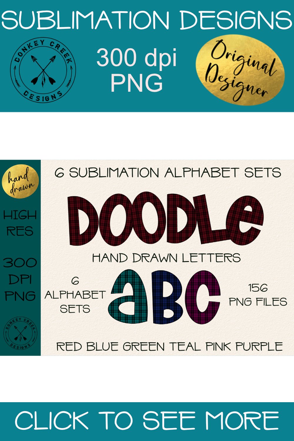 Sublimation PNG Alphabet Bundle Hand Drawn Doodle Letters