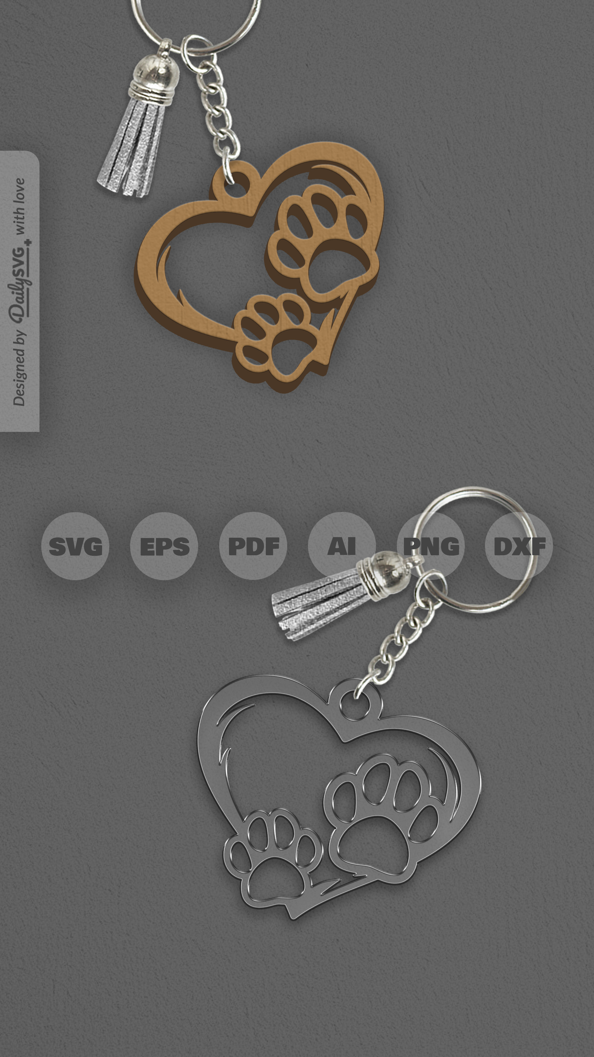 Paw Keychain SVG (5751856)