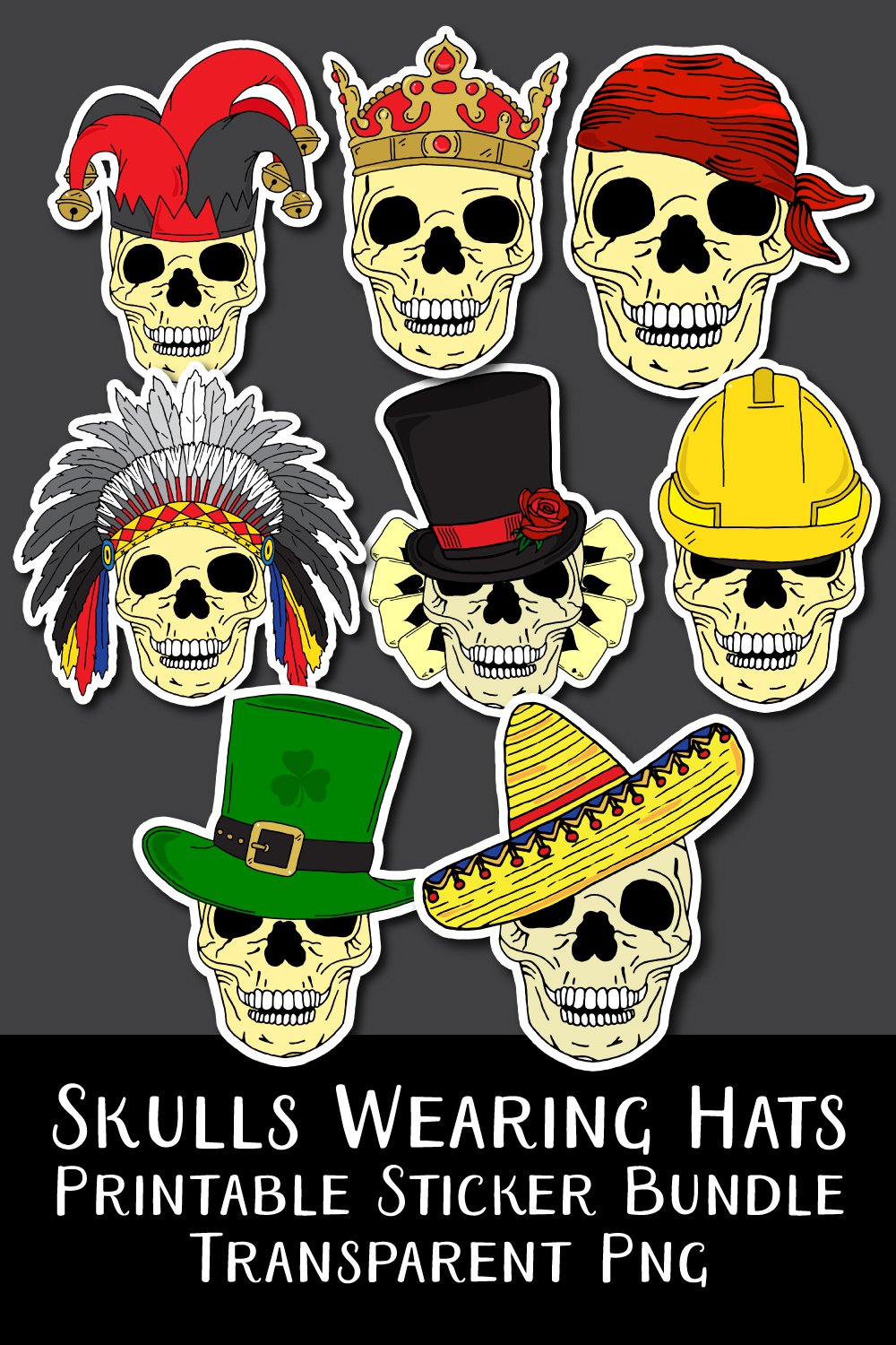 Skull Wearing Hat Sticker | Skeleton Skull Face Stickers