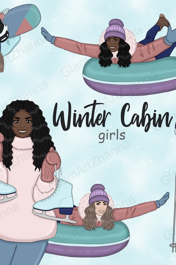 Winter Cabin GIRLS Holiday Paper For Planner - PNG Files