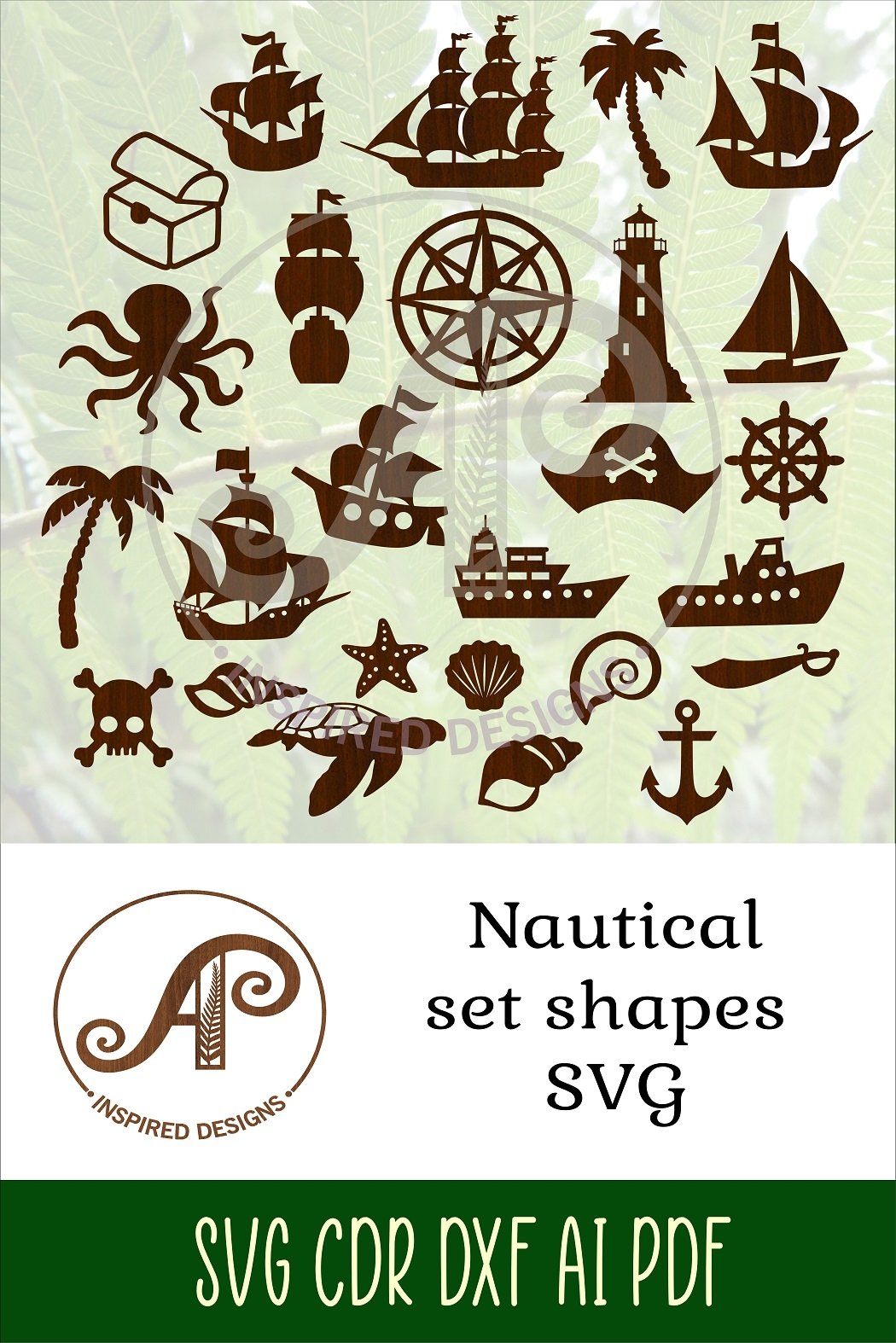 Nautical designs. 26 laser cut shapes SVG vector files