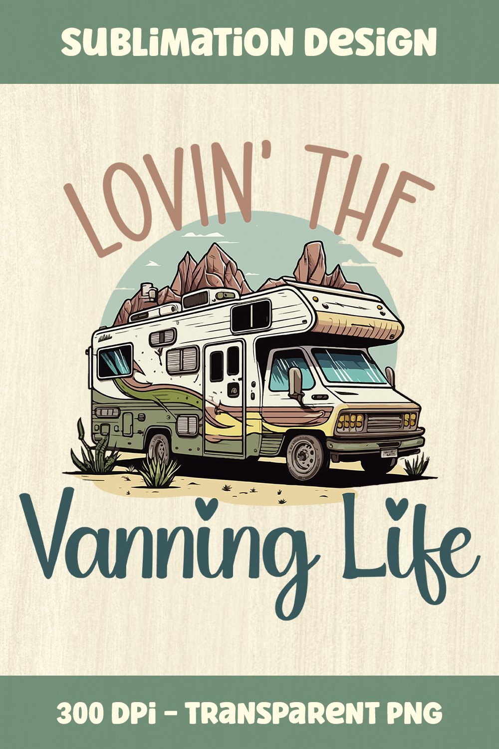 Lovin' the vanning life sublimation design, transparent PNG