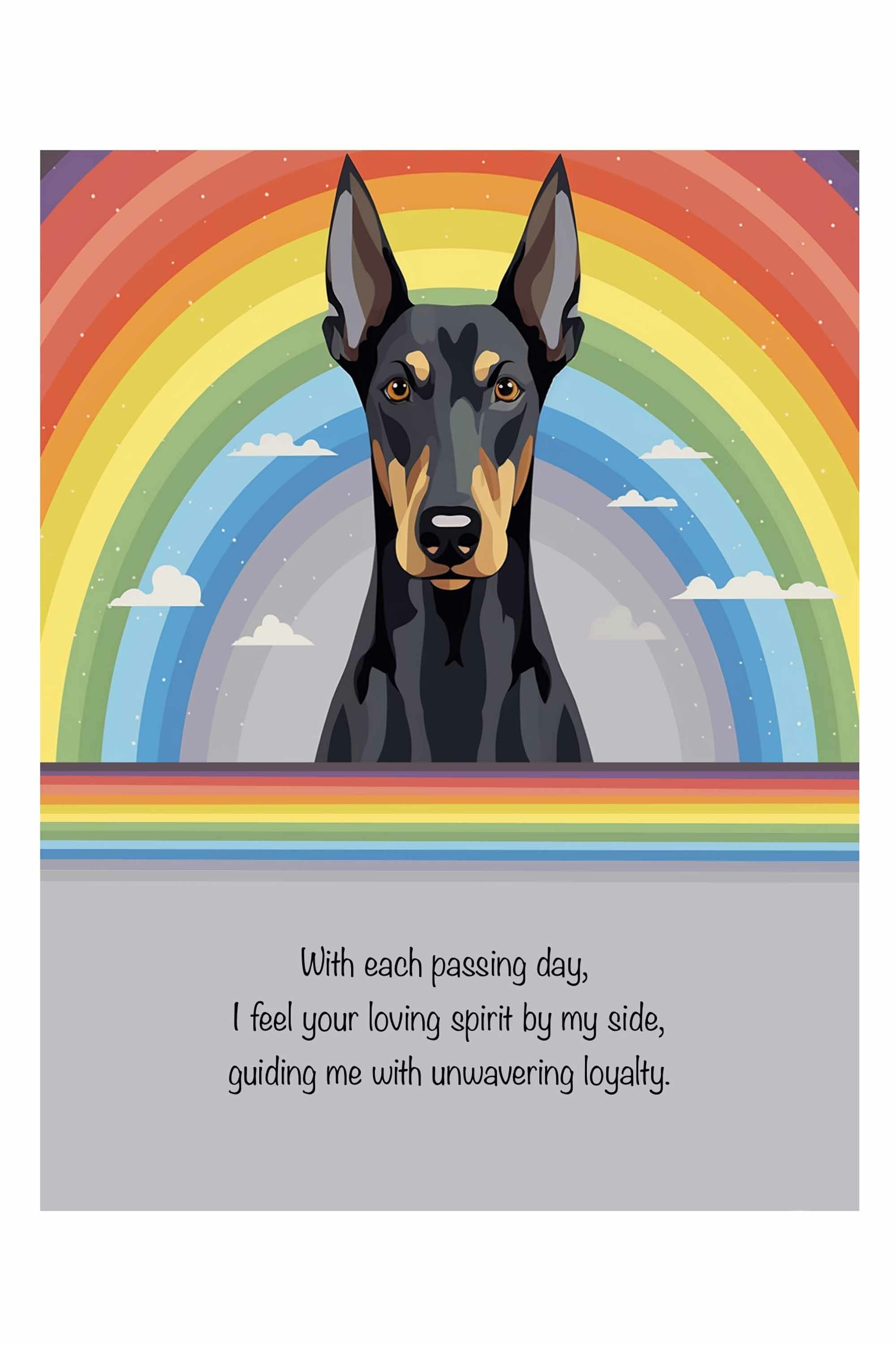 Doberman Memorial Card, Rainbow Bridge card