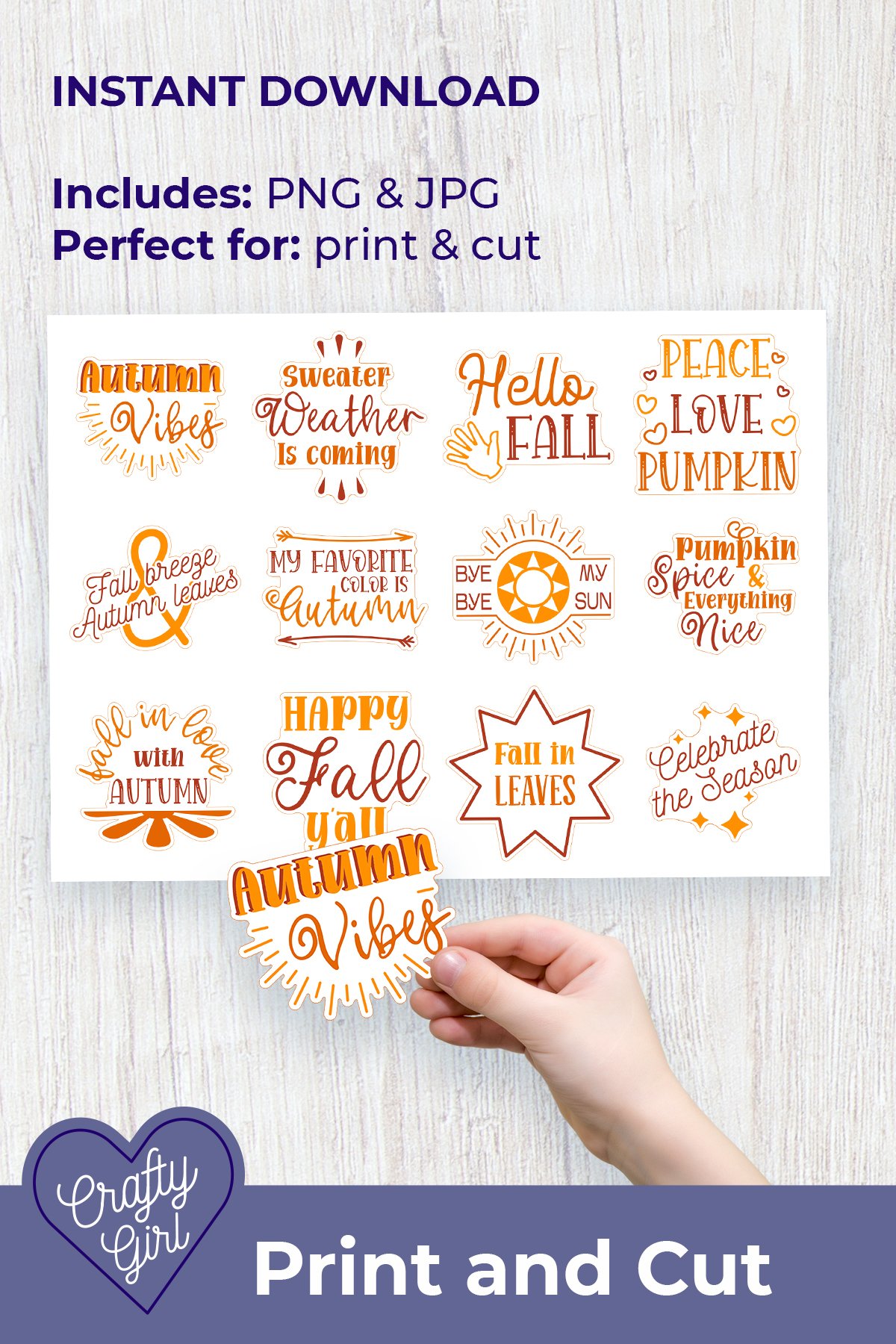 Fall Quotes Sticker Pack Print and Cut Ready Template