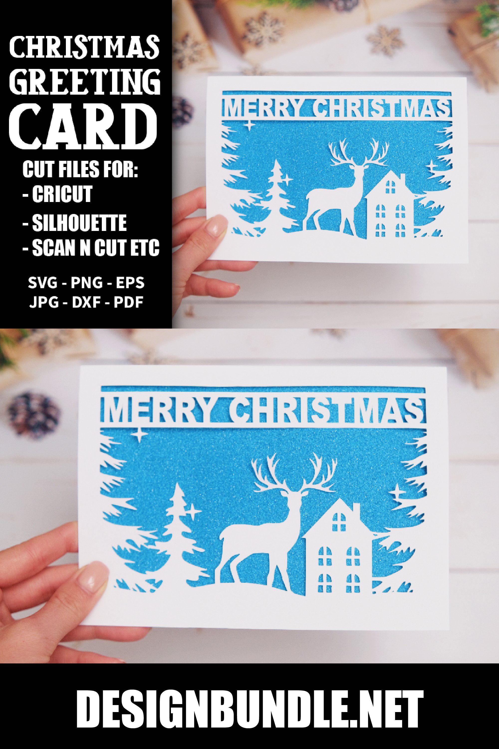 Christmas greeting card SVG template,Merry (1552602)
