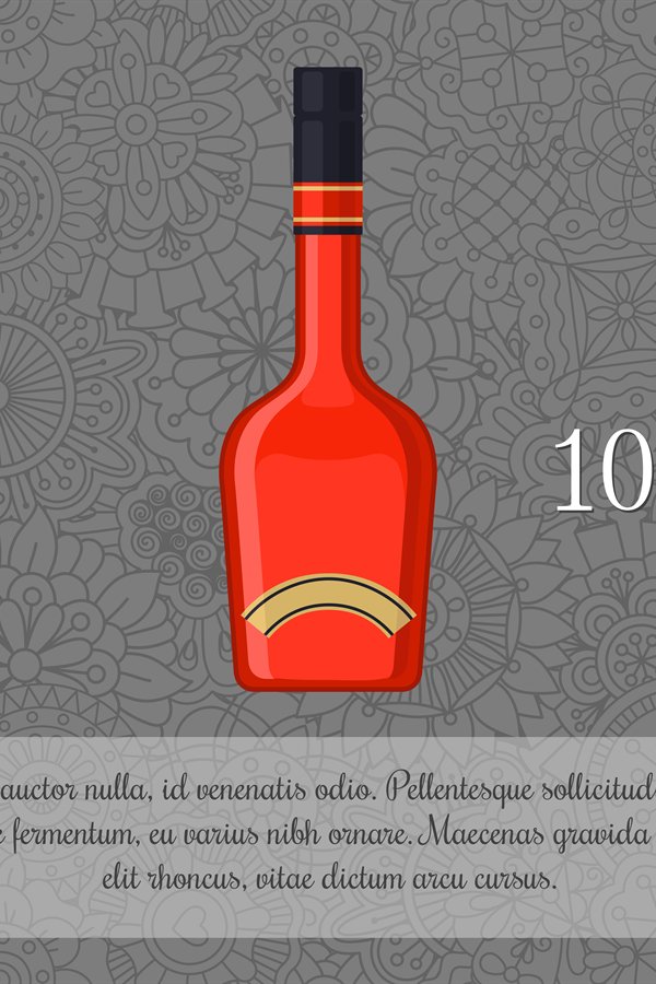 Red liquor alcoholic beverage card template