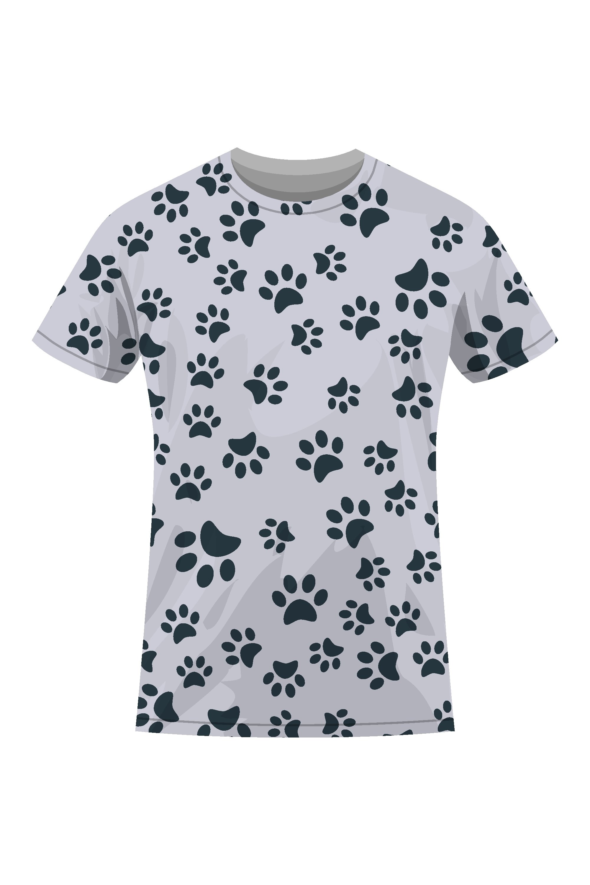 t shirt decorated Animal paw prints on ground