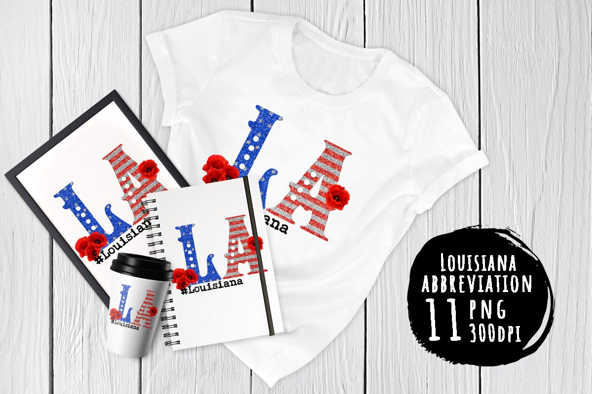 State abbreviation. USA sublimation. Louisiana