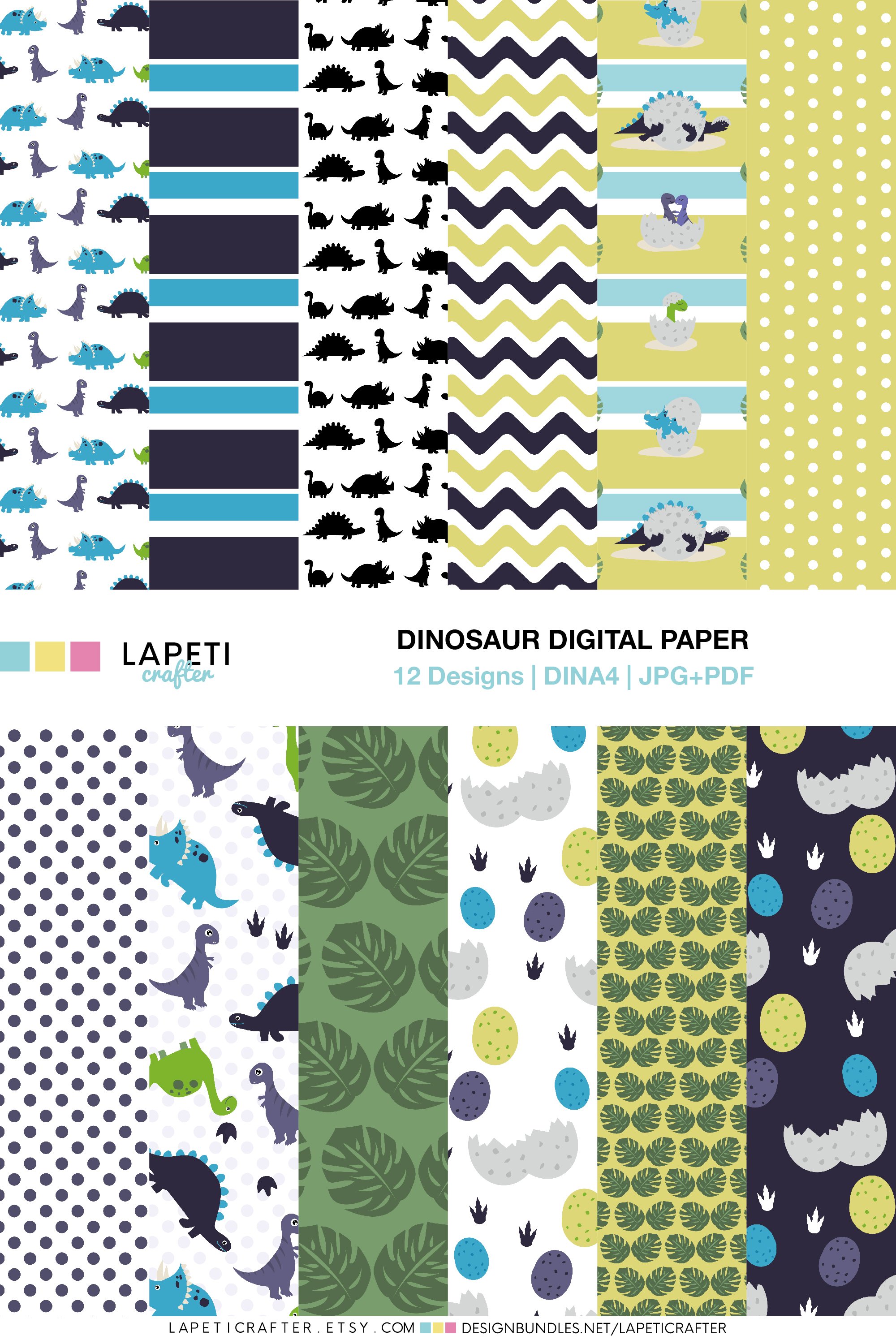 Dinosaur digital paper pack| DinA4 size