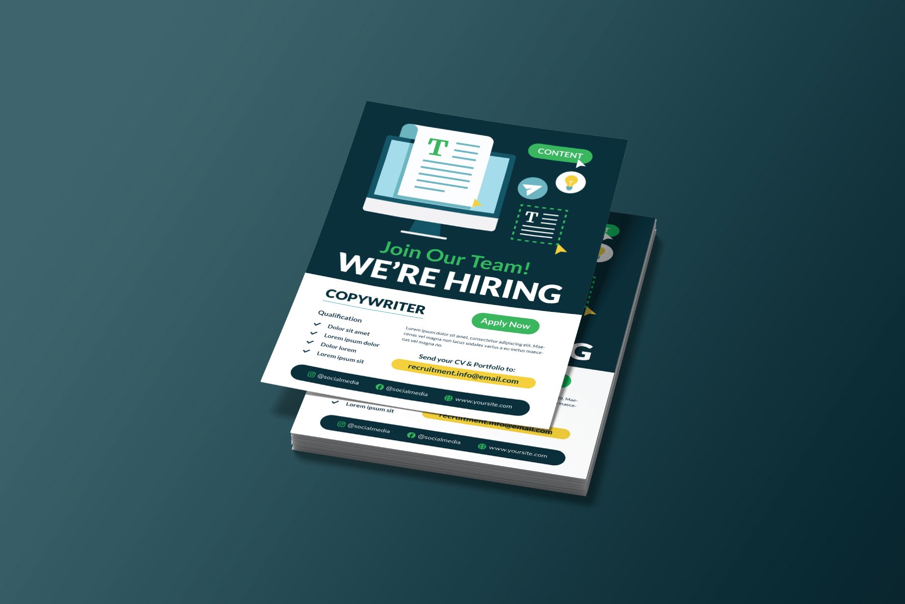 Recruitment Copy Writer Flyer Template