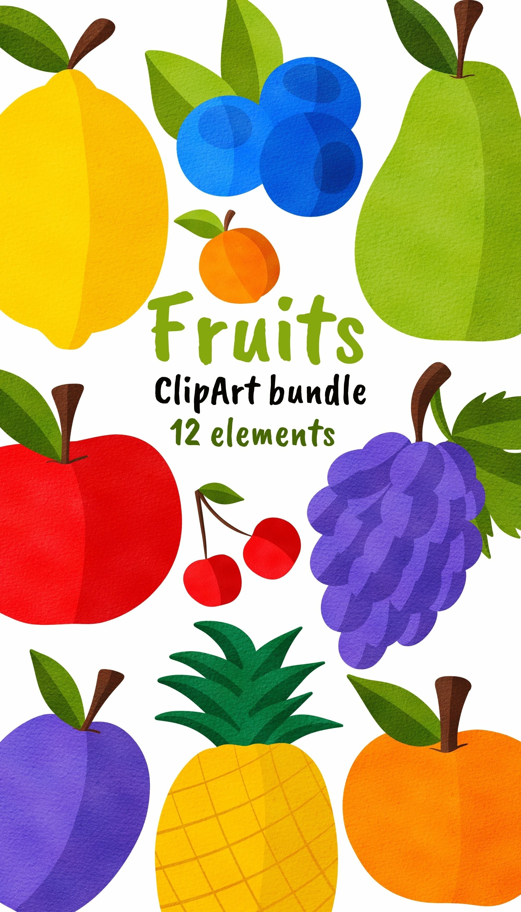 Fruit Clipart Bundle, Summer clipart