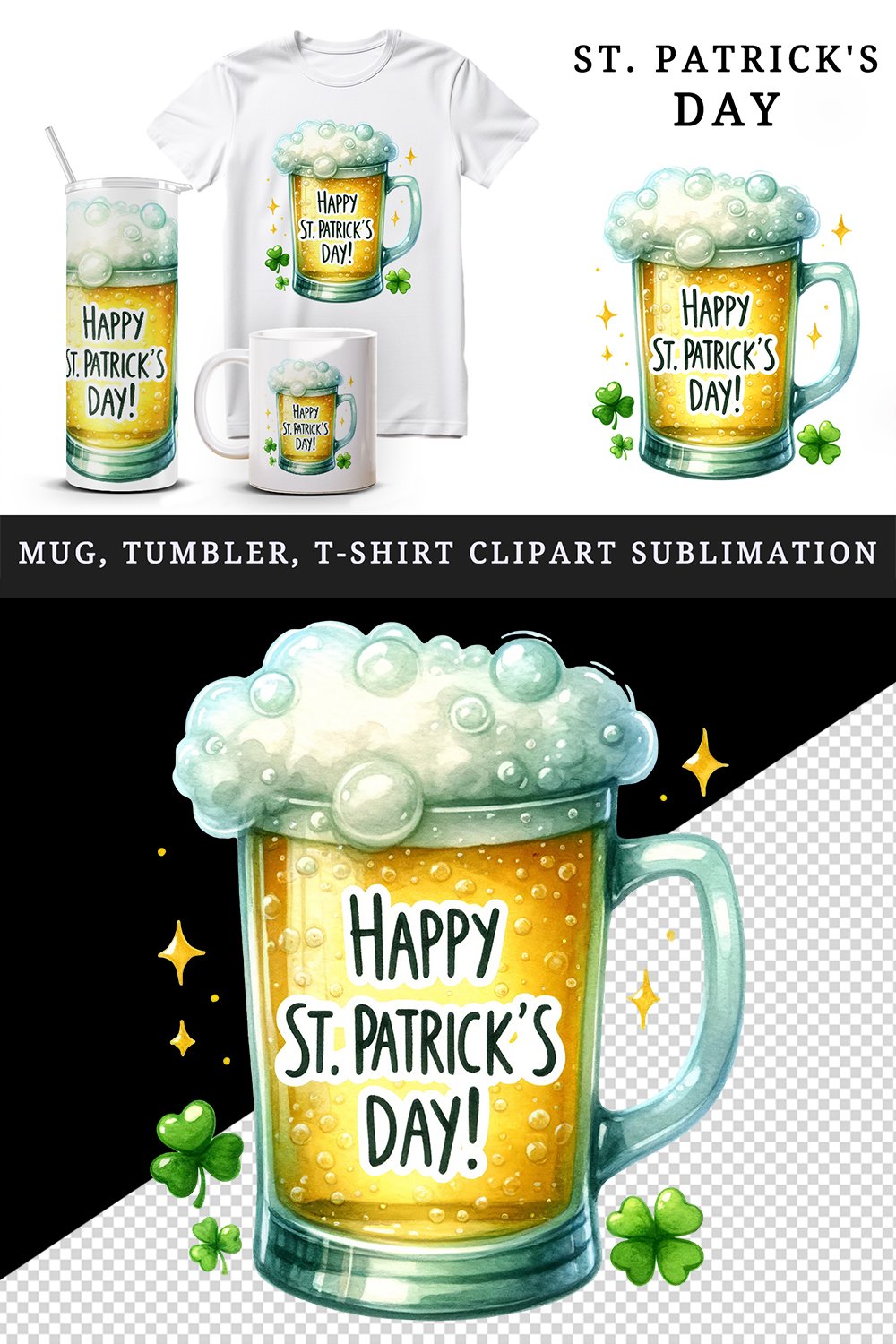 Beer St Patricks Day quote tumbler mug clipart sublimation