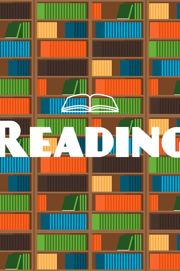 Flat style library background with books