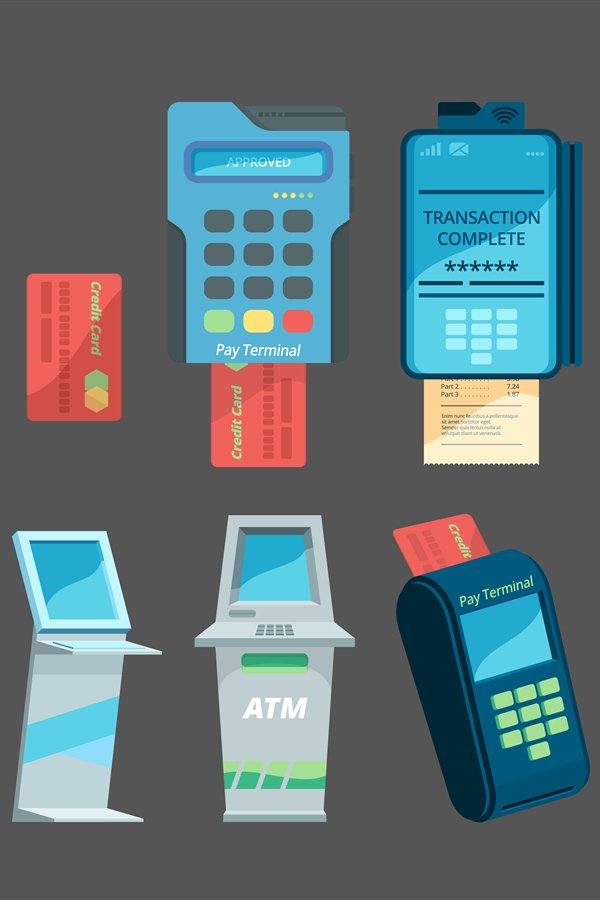 Pay terminals. Money checkout transaction nfc module for car