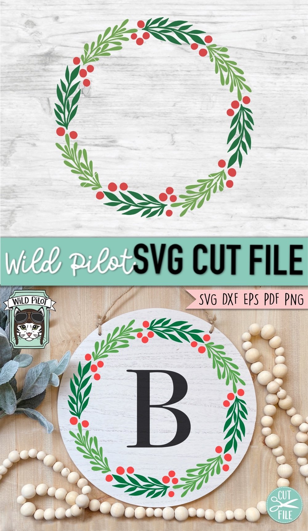 Christmas Round Sign SVG, Round Monogram Frame, Winter SVG