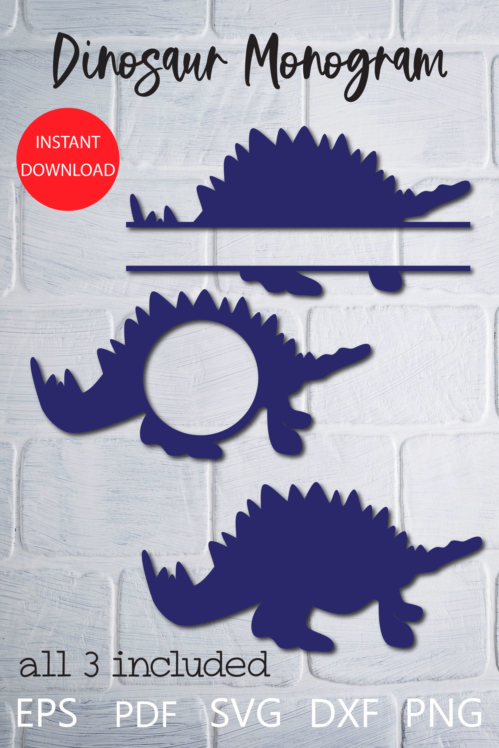 Dinosaur Monogram SVG Cut File for Cricut (826187)