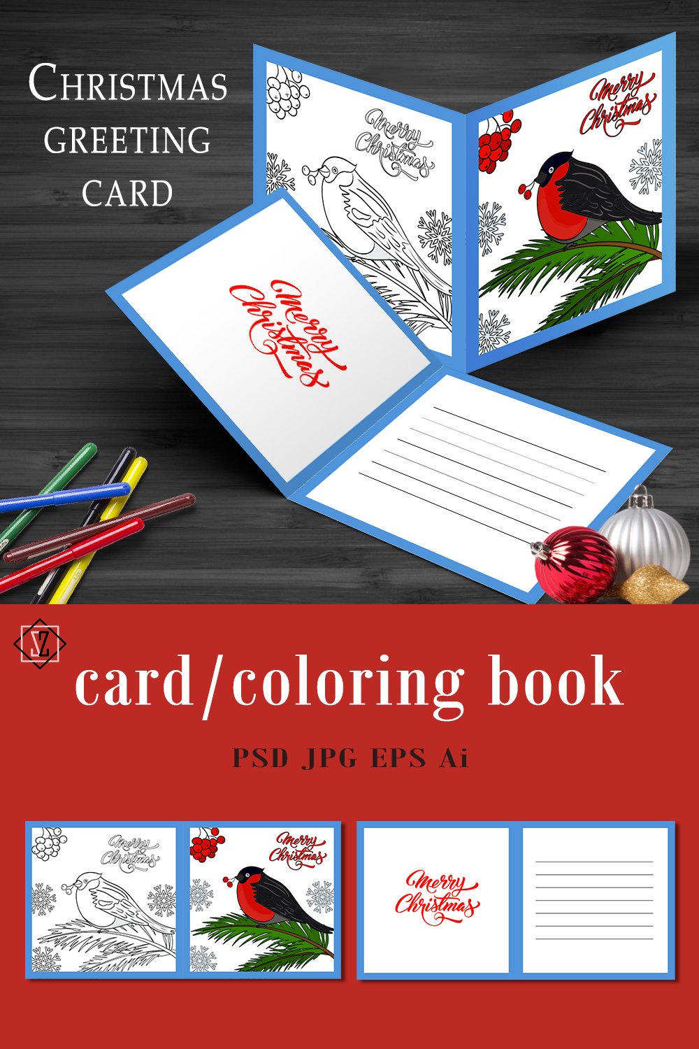 Christmas card/coloring book
