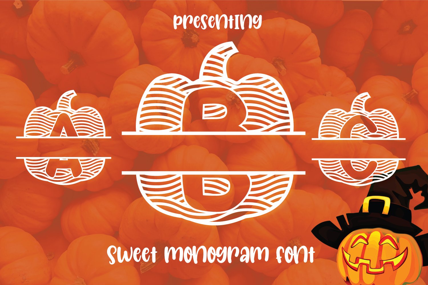 Pumpkin Monogram Font for Halloween