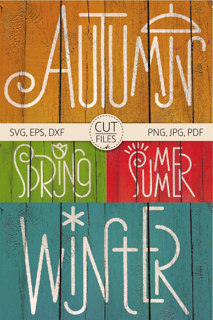 Four Seasons - Autumn, Winter, Spring, Summer Word Art | SVG
