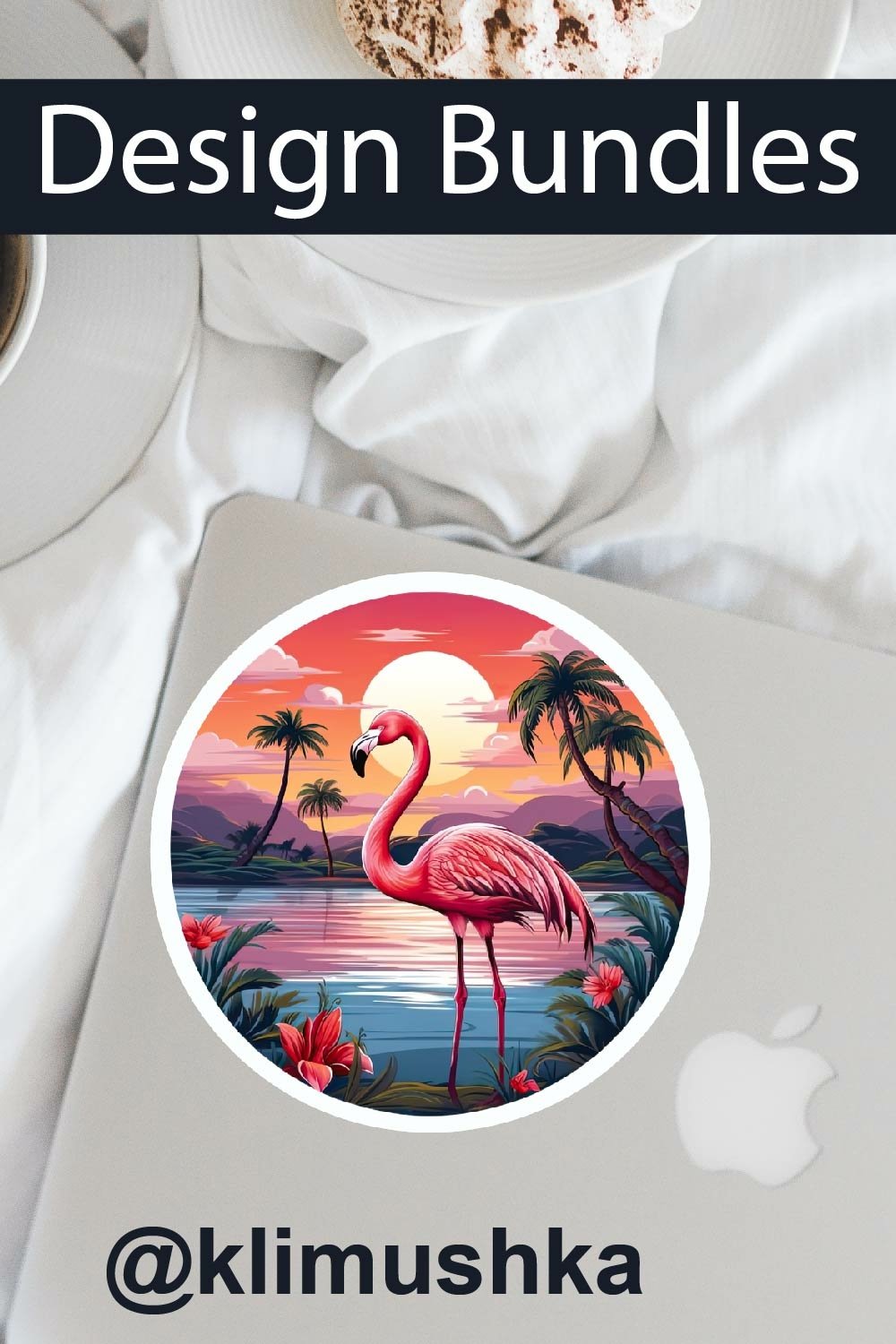Pink flamingo sticker|Tropical bird Printable (4165907)