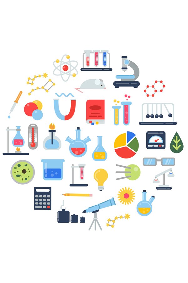 Vector flat style science elements circle illustration